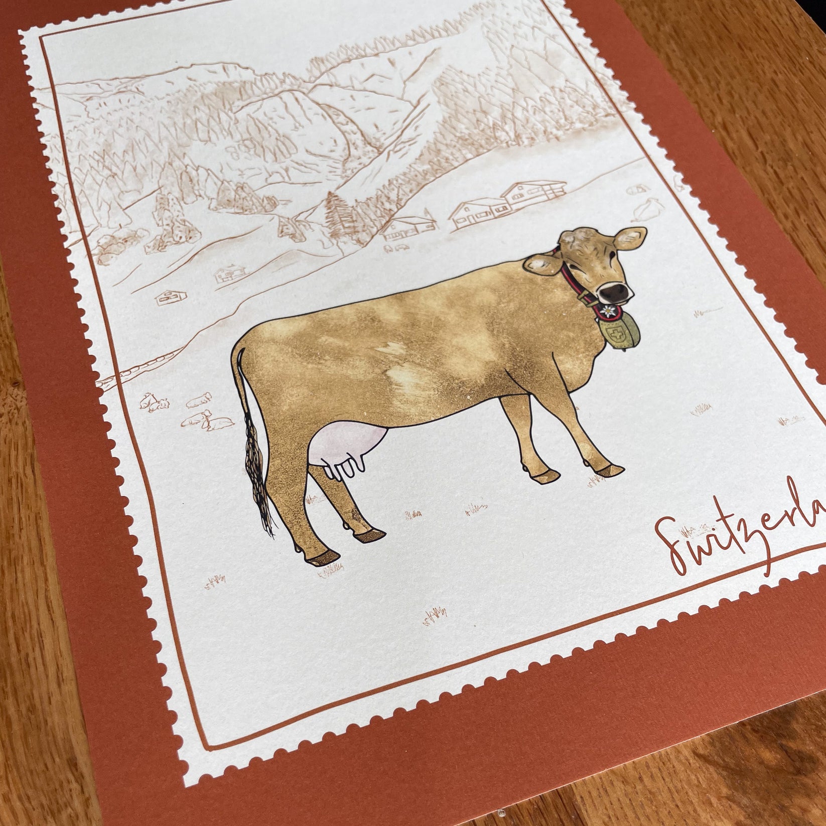 Swiss Brown Cow A4 Print - Captivating Swiss Alps Inspiration – Deer ...