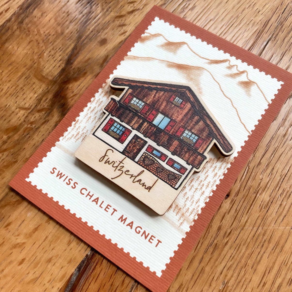 Switzerland Magnet featuring a Swiss Mountain Cabin – Deer and Sparrow ...