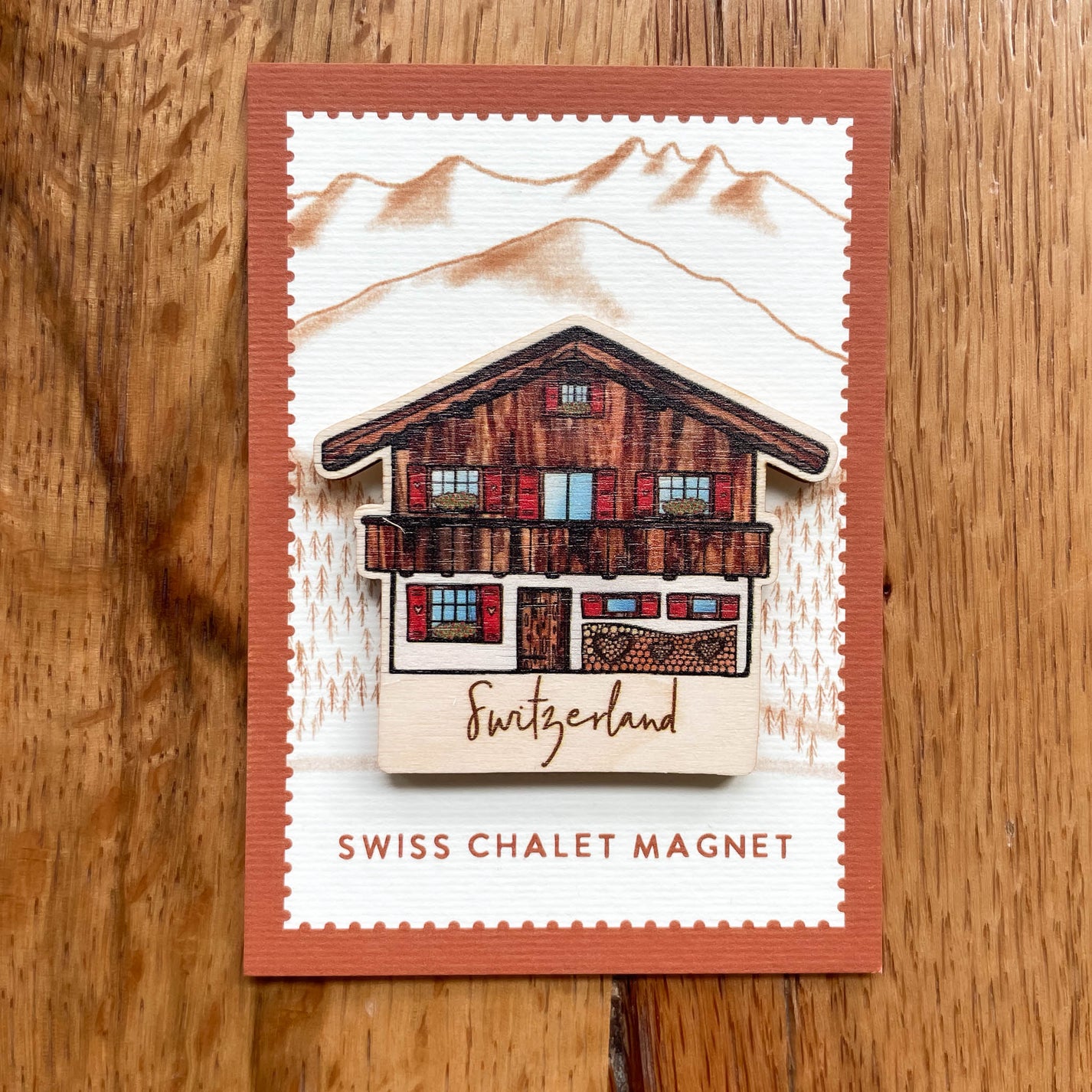 Switzerland Magnet featuring a Swiss Mountain Cabin – Deer and Sparrow ...