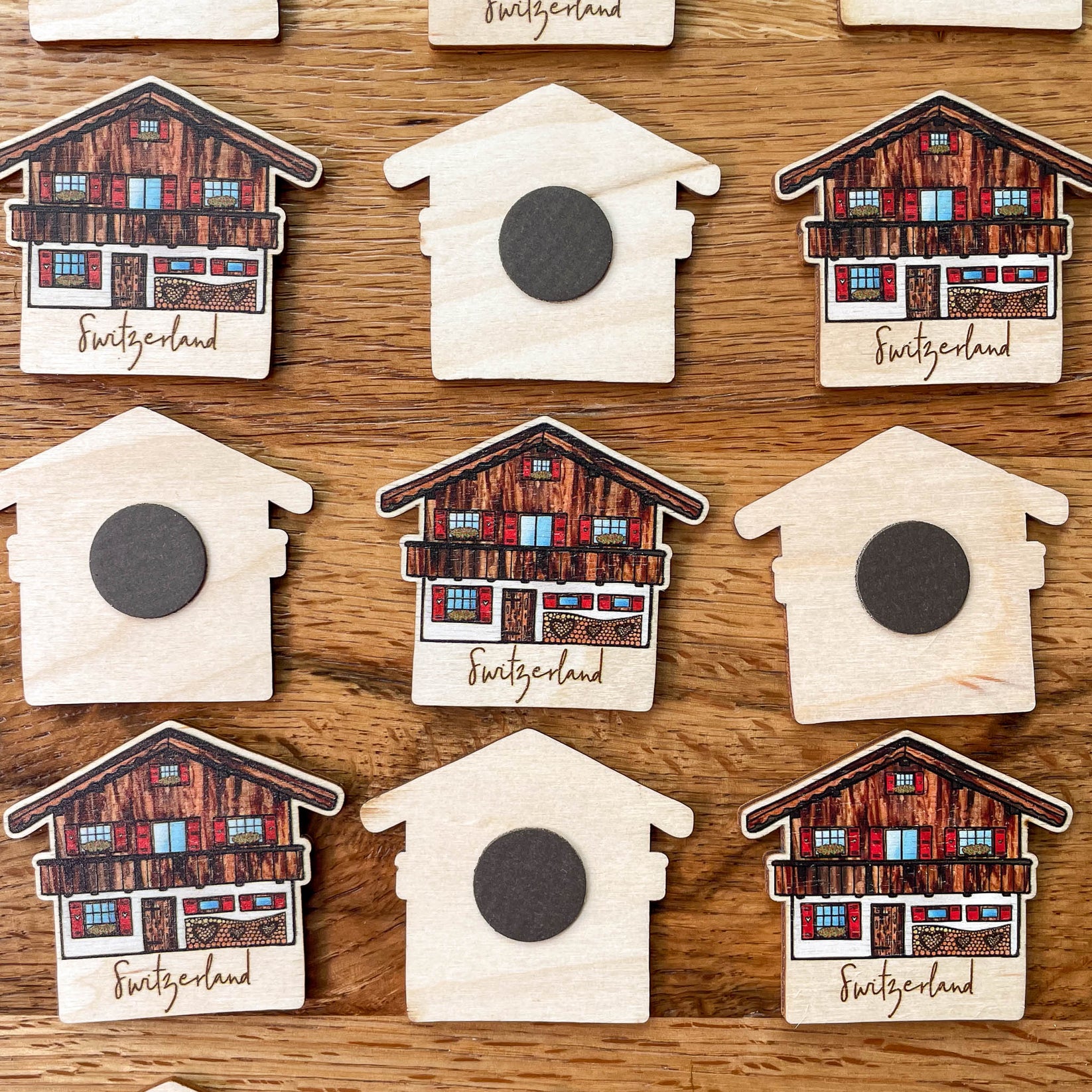 Switzerland Magnet featuring a Swiss Mountain Cabin – Deer and Sparrow ...