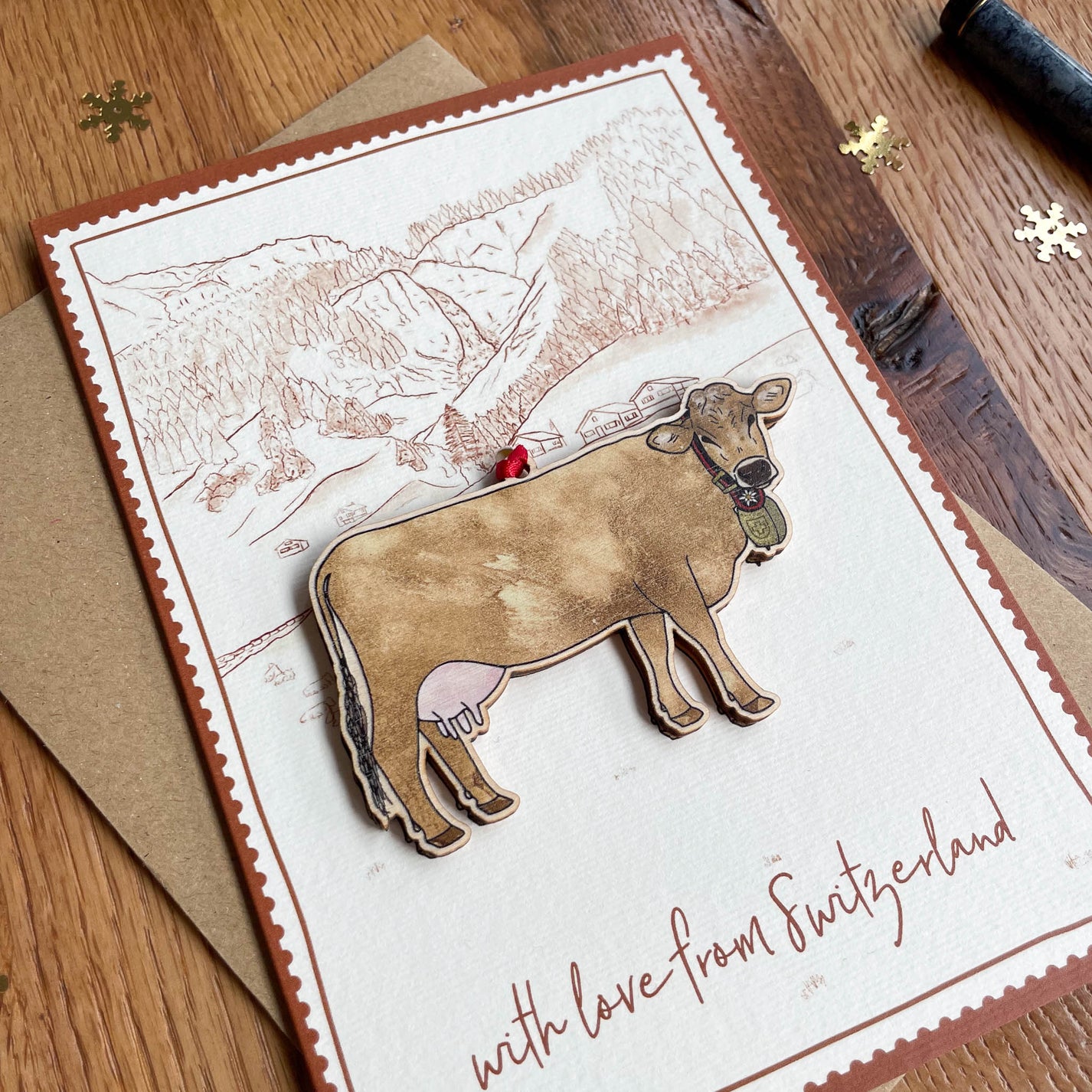 Swiss Cow Souvenir Decoration with/without greeting card – Deer and ...
