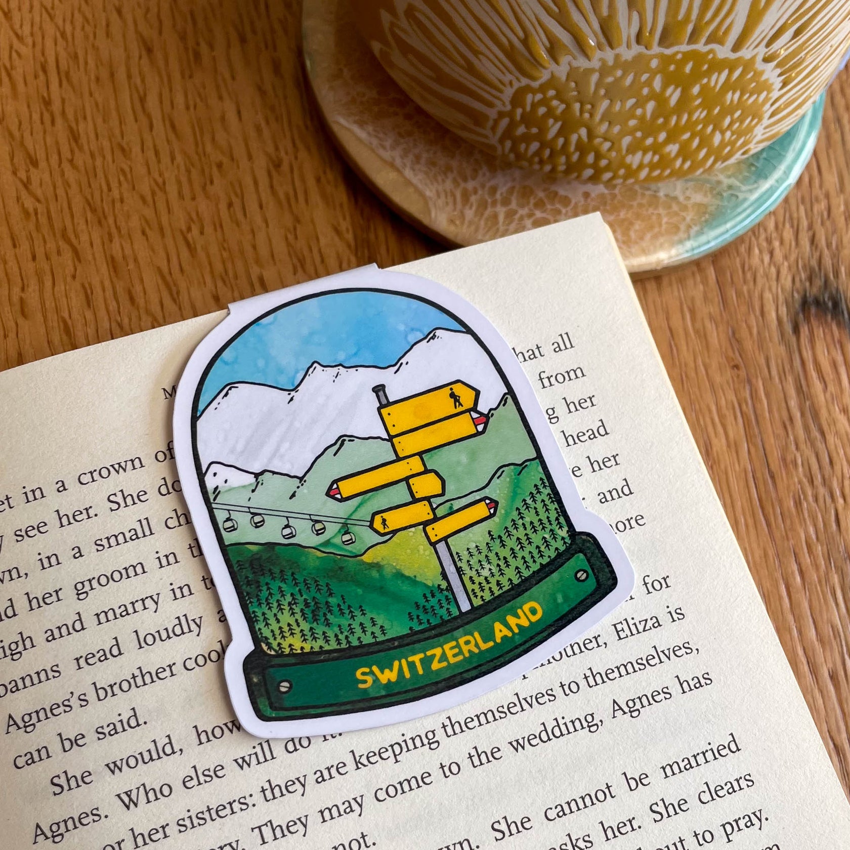 Magnetic Bookmark with Swiss Hiking Illustration – Deer and Sparrow Cupples